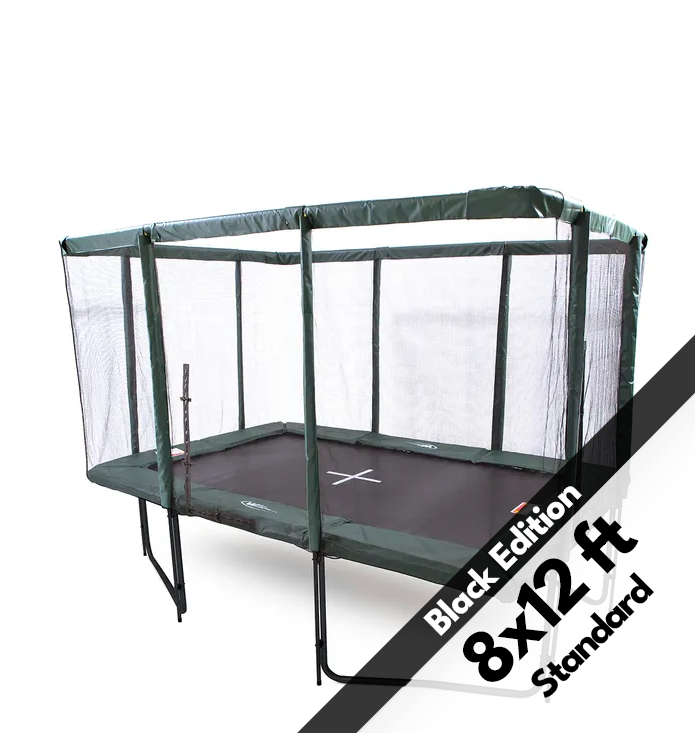 GeeTramp Force 8x12ft Rectangle Trampoline - Black Edition - Standard ...