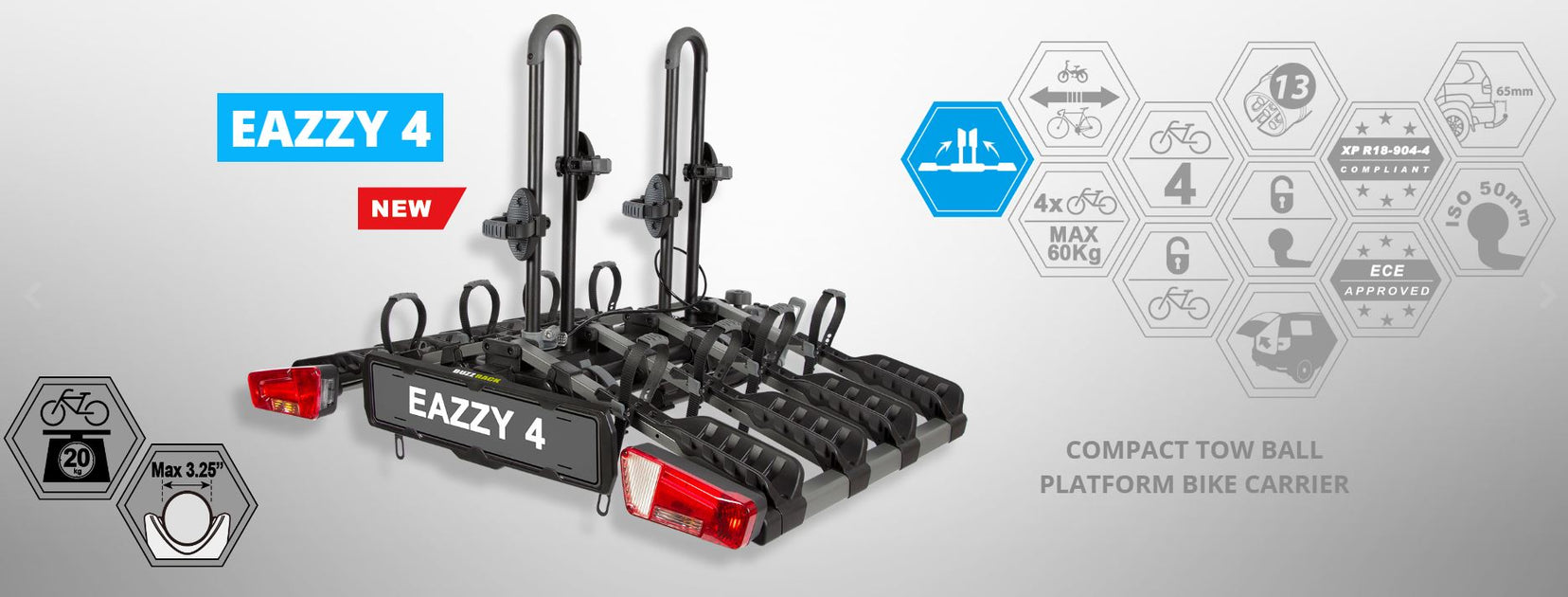 Eazzy 4 (Tow ball) 4 Bike Platform Rack — Instant Fun